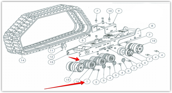 600549 Solid Bogie Assembly, Genuine Loegering 50+ VTS Track ...